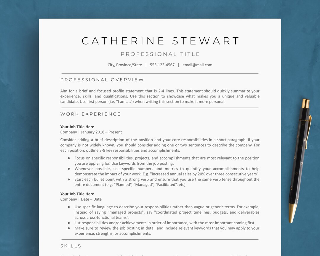 Professional Resume Template for Google Docs | Simple CV Template ...