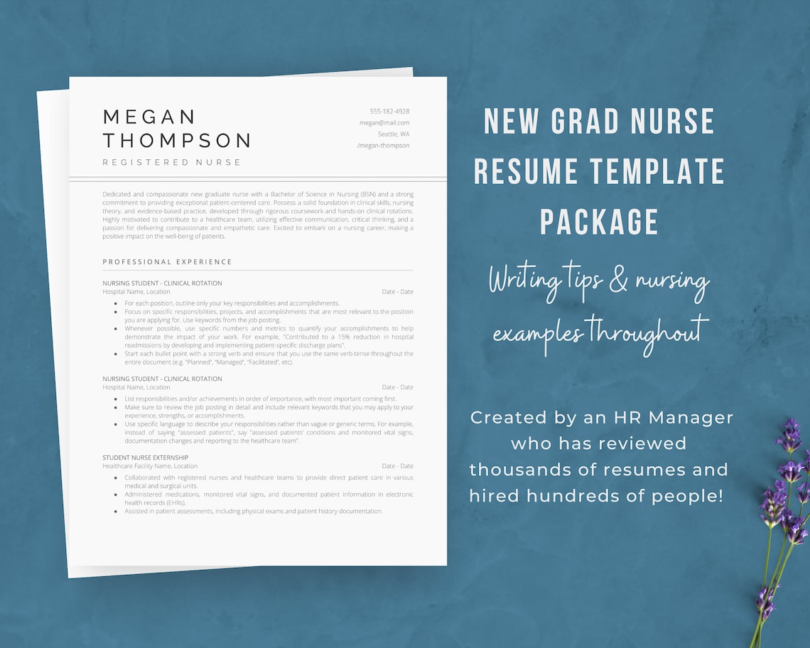 New Grad Nurse Resume Template Google Docs | Nursing Cover Letter ...
