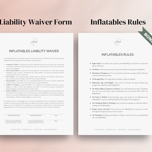 Inflatables Liability Waiver Form Template | Editable, Printable Bounce ...