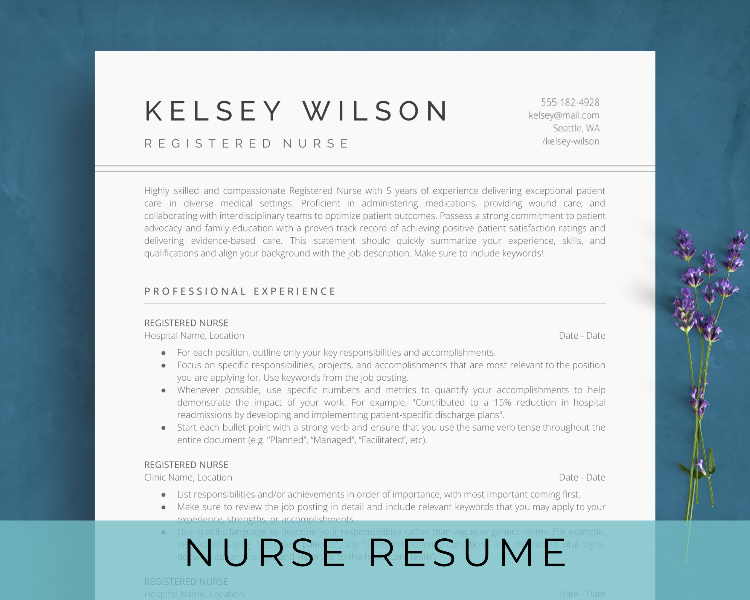 Google Docs Nursing Resume Template Simple ATS Friendly CV - Etsy