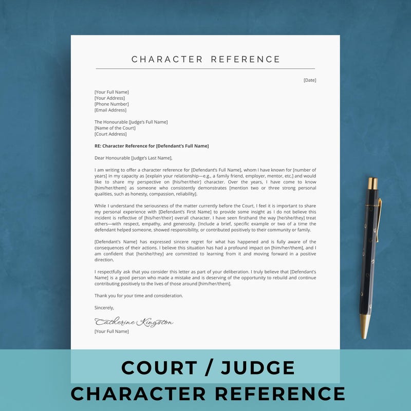 Court Character Reference Letter - Etsy