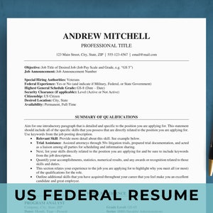 US Federal Resume Template for Word & Google Docs | USAJOBS Government ...