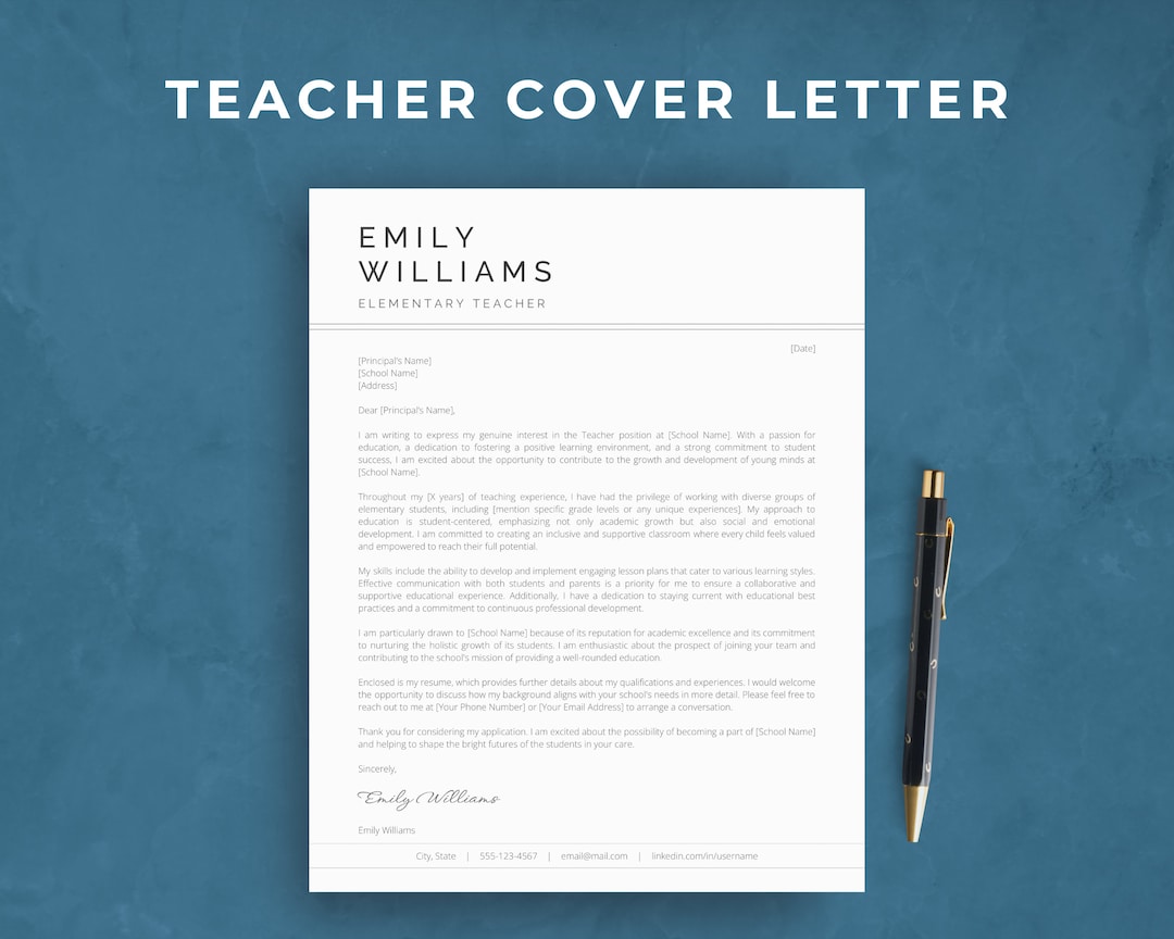 Teacher Cover Letter Template | Teaching Sample Text | Principal ...