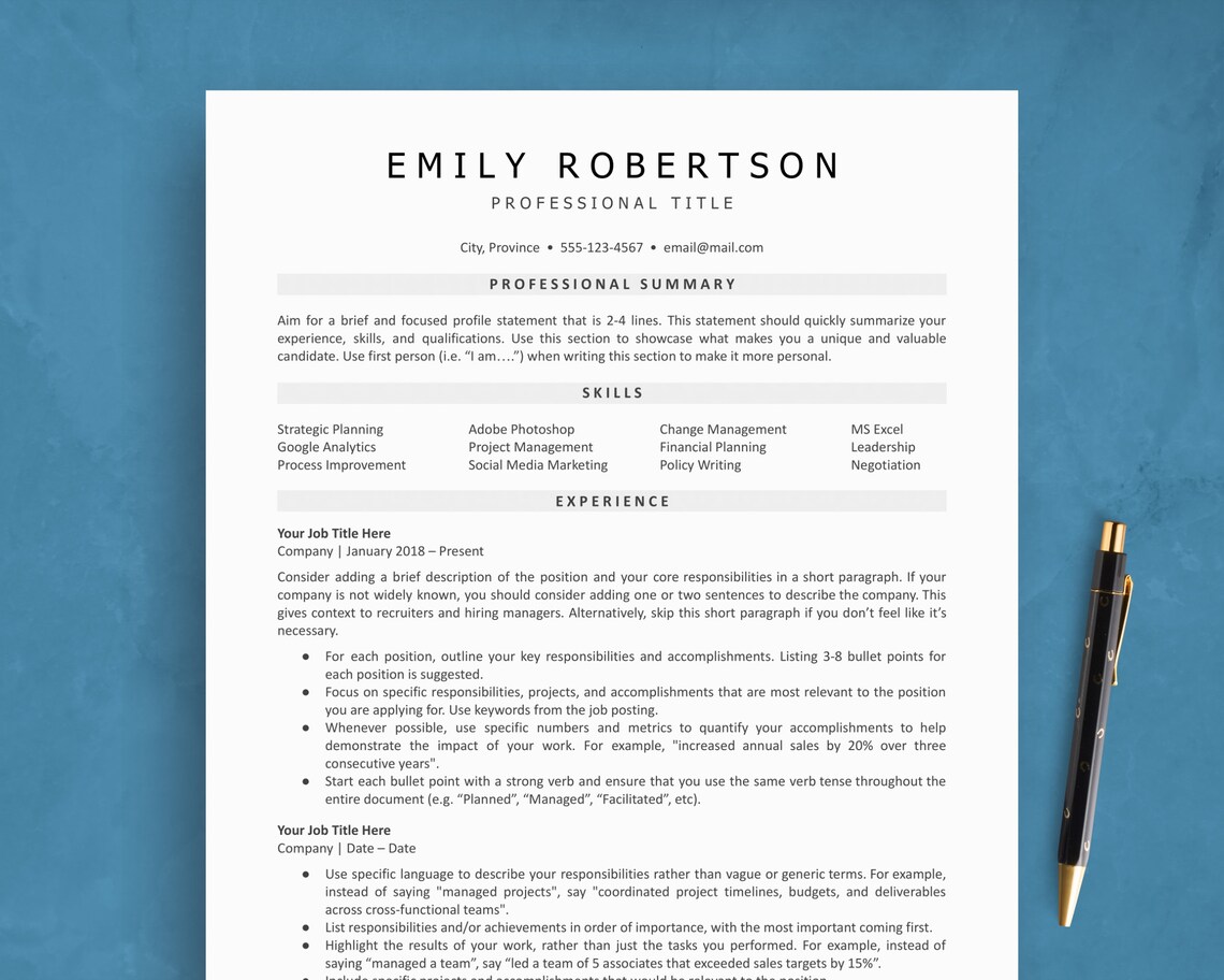 Simple Resume Template for Google Docs Modern ATS Friendly Resume ...