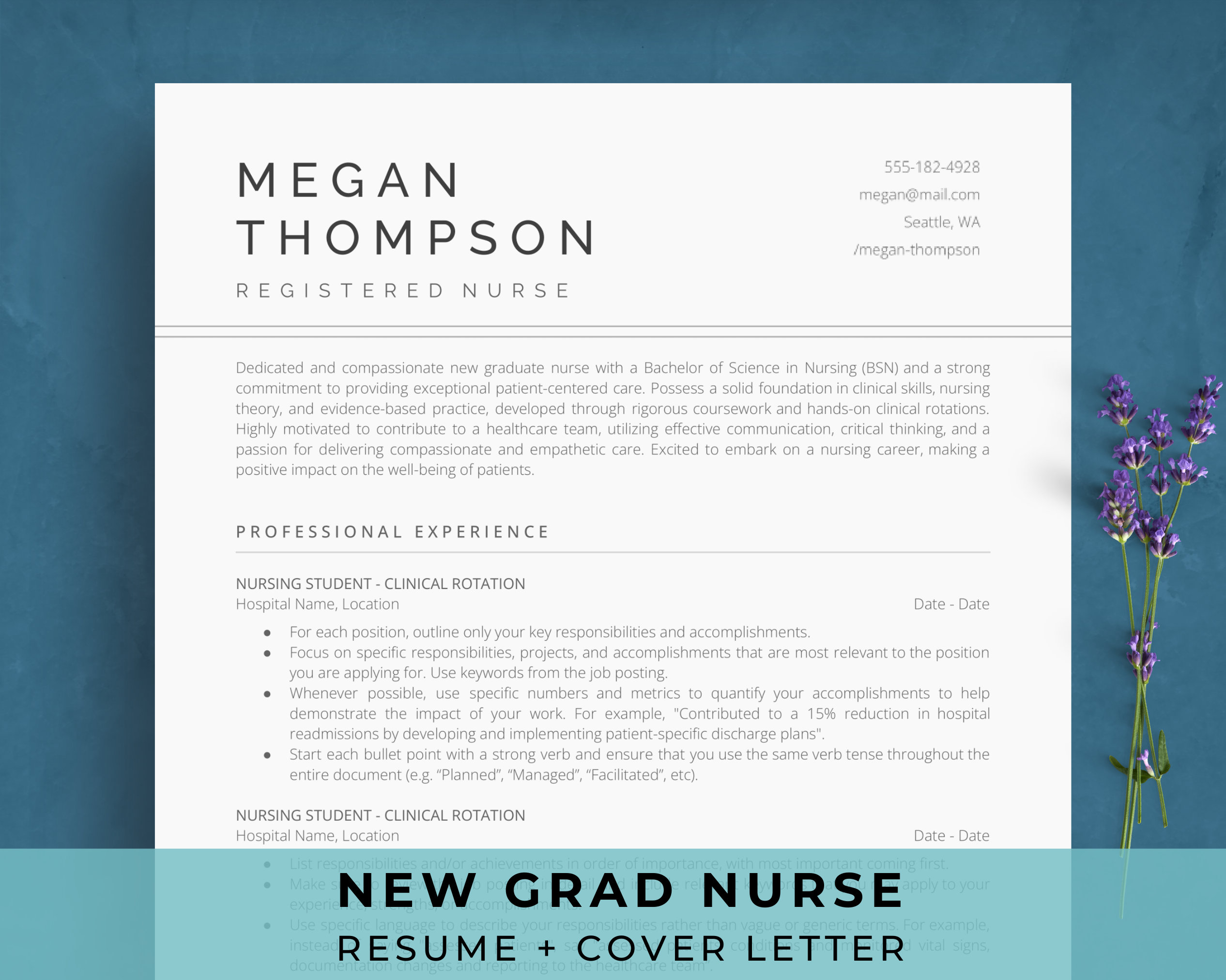 New Grad Nurse Resume Template Google Docs | Nursing Cover Letter ...