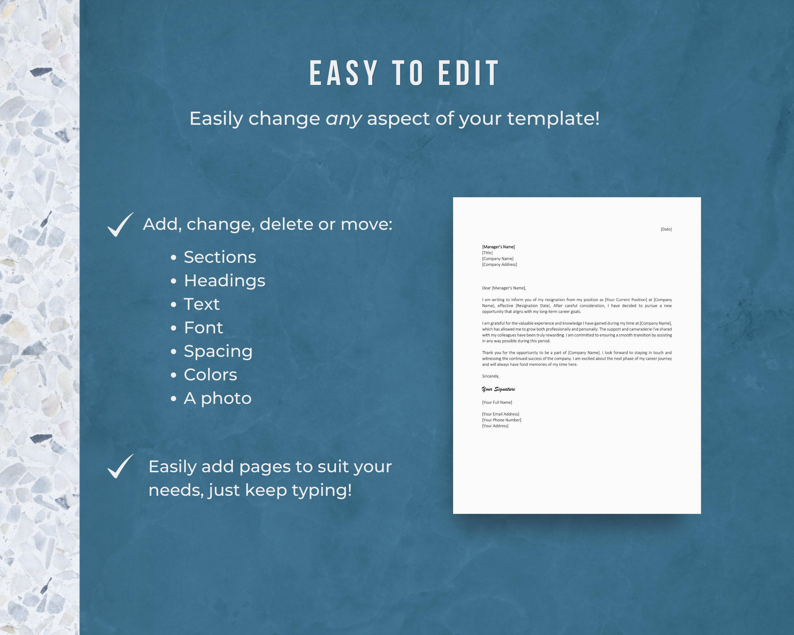 Resignation Letter Template for Word & Google Docs Professional 2 Weeks ...