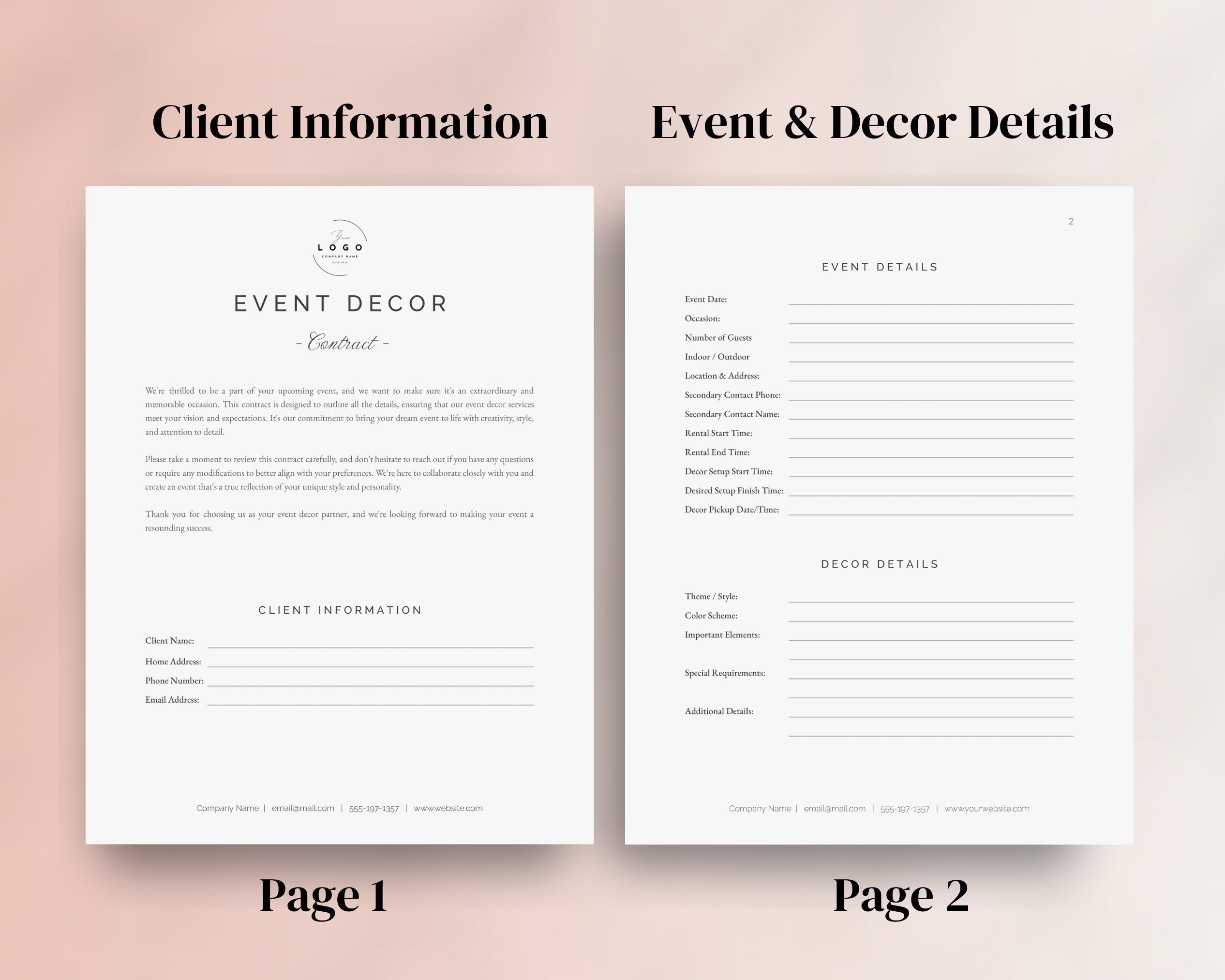 Event Decor Contract Template | Party Decorating Rental Service ...
