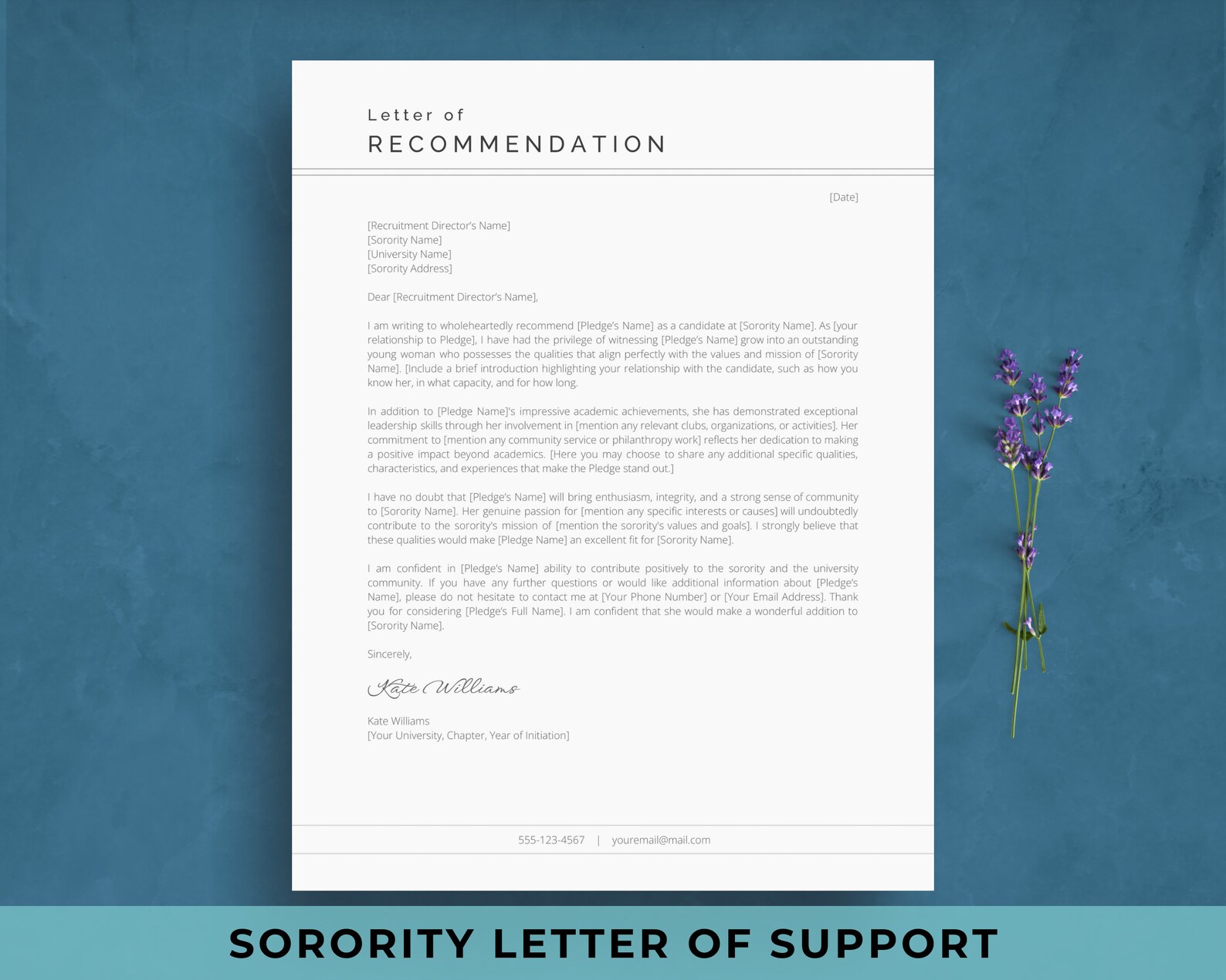 Sorority Letter of Recommendation Template | Letter of Support Example ...