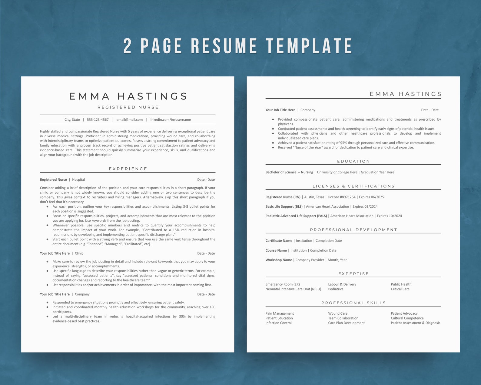 Google Docs Nurse ATS Friendly Resume Template | Nursing Resume & Cover ...