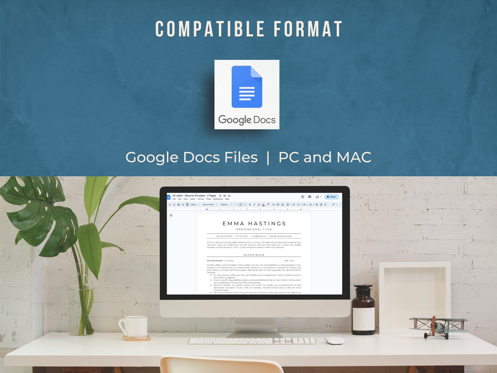Google Docs ATS Friendly Resume Template, Executive CV Template and ...