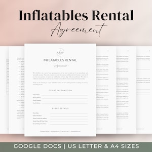 Inflatables Rental Agreement Template | Editable Bounce House Contract ...