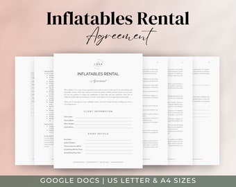 Inflatables Rental Agreement Template, Printable/editable Inflatable ...