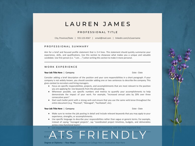 Easy ATS Friendly Resume Template for Google Docs Modern and - Etsy Canada
