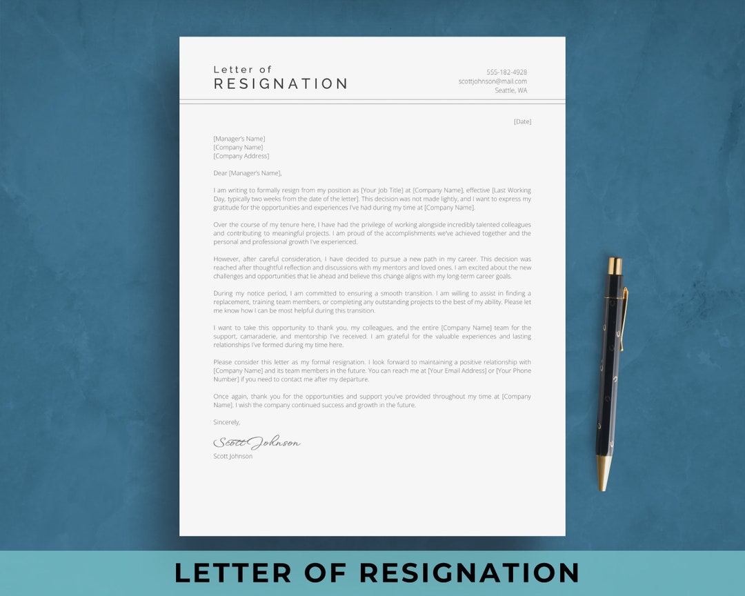 Google Docs Resignation Letter Template | Heartfelt Professional 2 ...