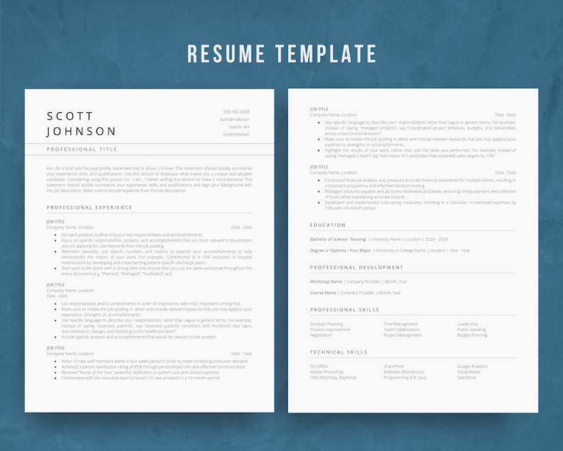 Google Docs Resume Template ATS Friendly, Simple CV Template and Cover ...