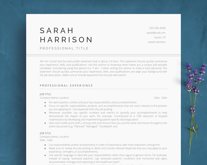 Google Docs Resume Template ATS Friendly, Simple CV Template and Cover ...