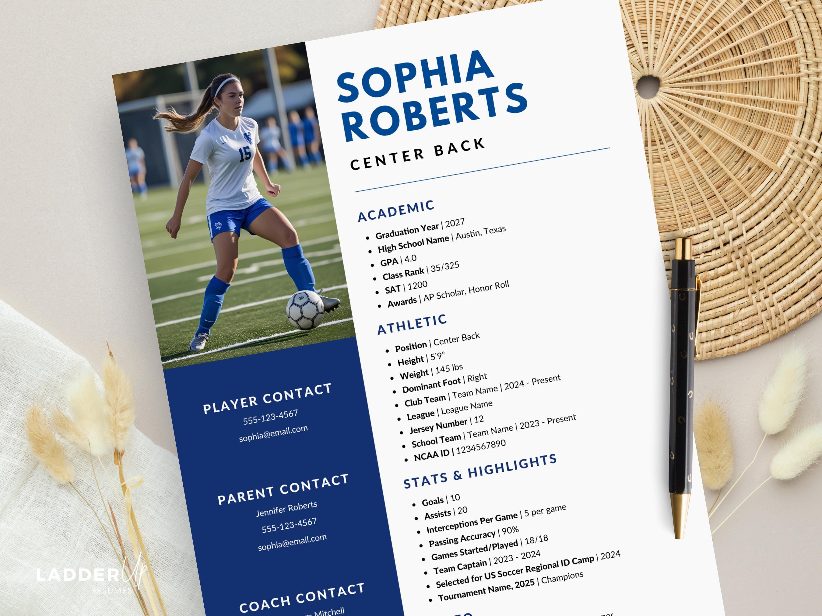 Modèle de CV de football pour le recrutement universitaire | CV ...