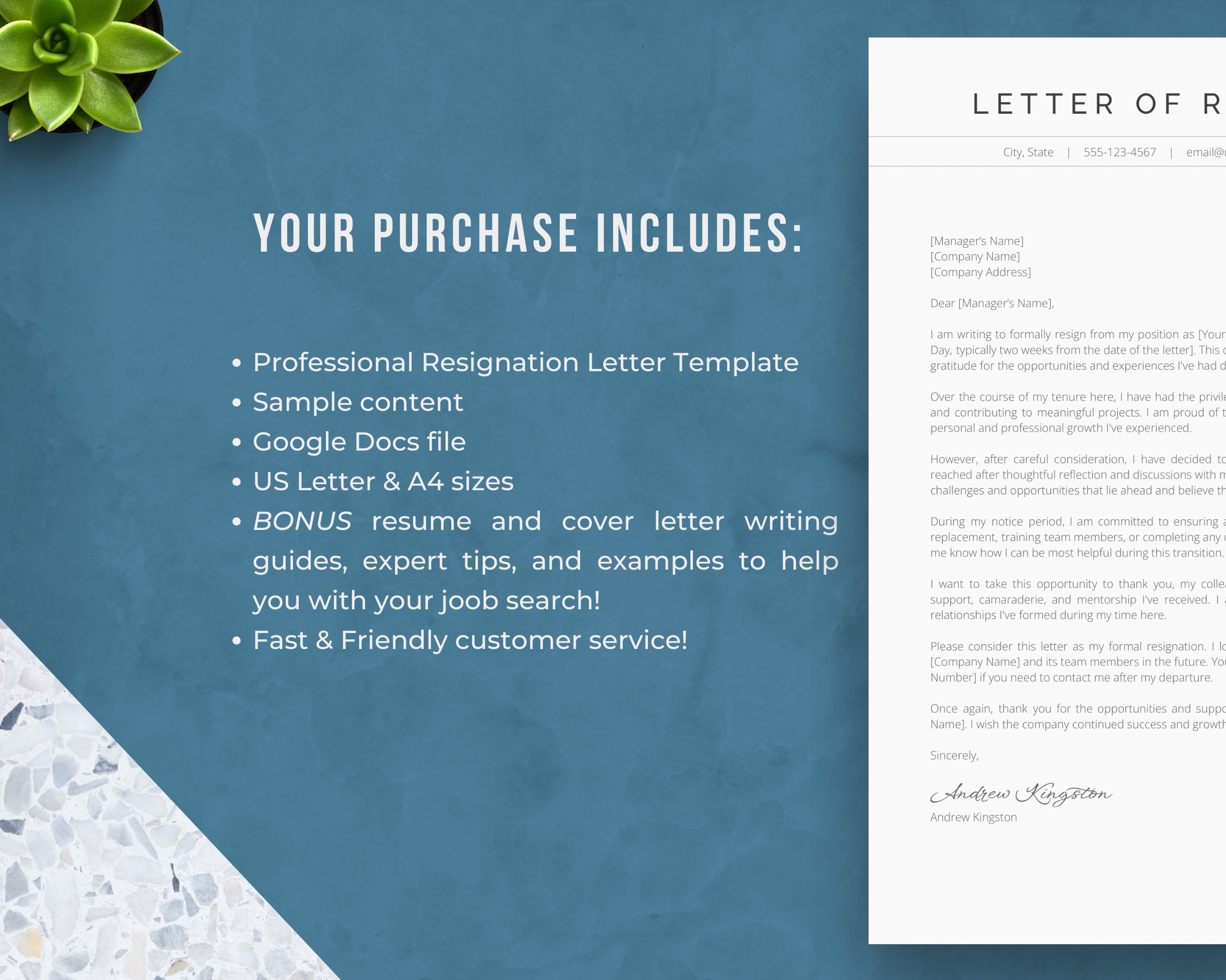 Google Docs Resignation Letter Template | Simple Heartfelt 2 Weeks ...