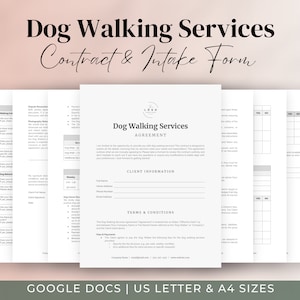 Dog Walking Contract Template & New Client Intake Form | Editable ...