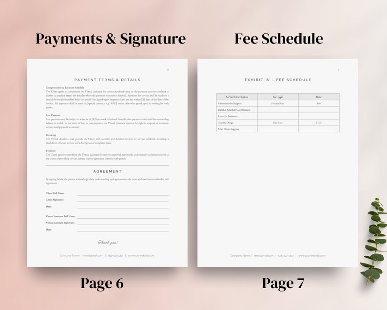 Virtual Assistant Contract Template | Editable VA Business Client ...