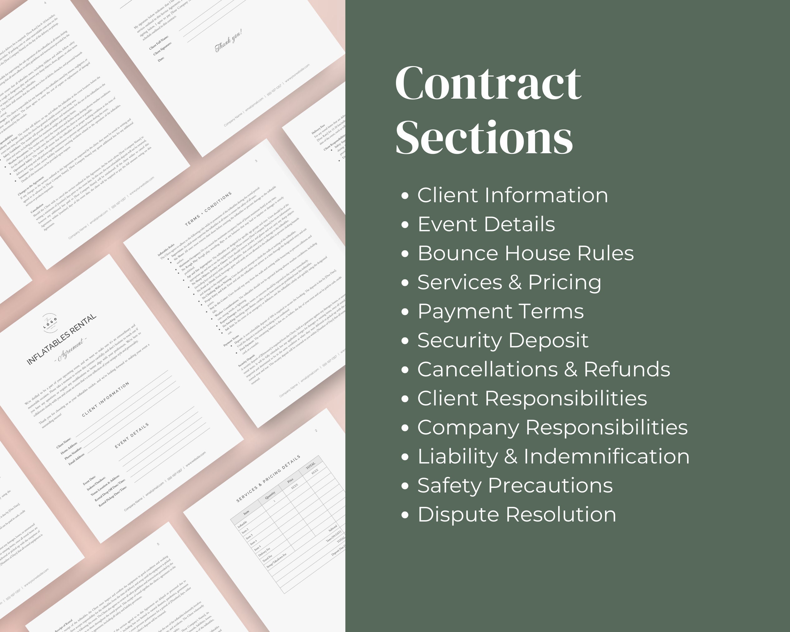 Inflatables Rental Agreement Template | Editable Bounce House Contract ...