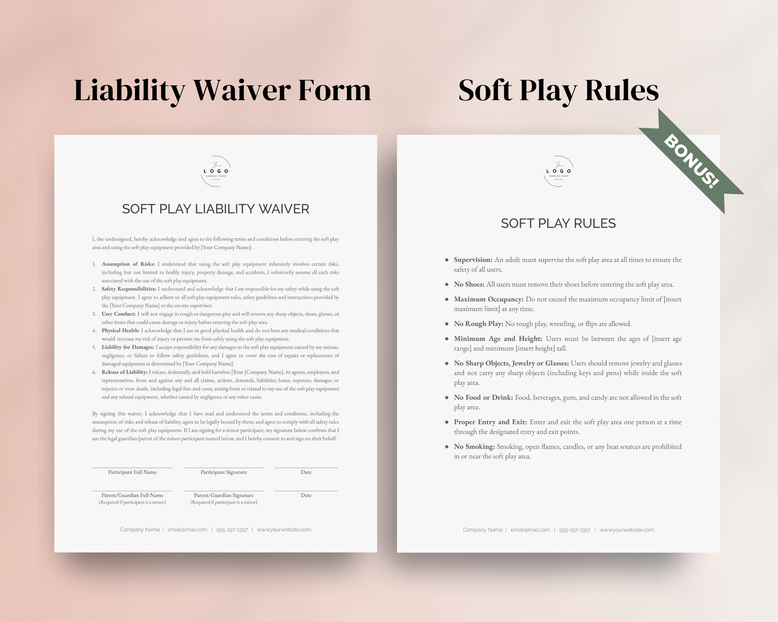 Soft Play Liability Waiver Form Template | Editable Soft Play Equipment ...