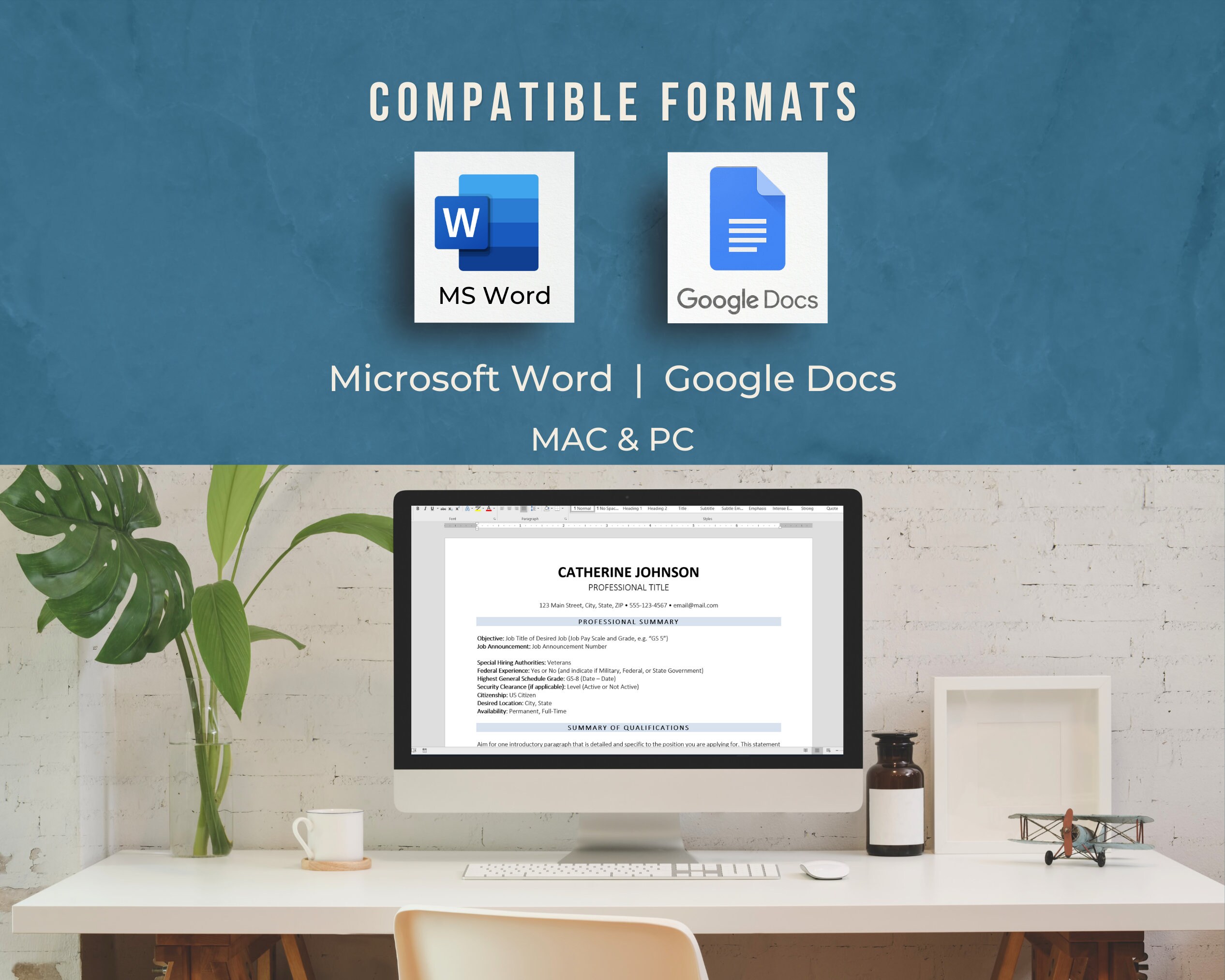 US Federal Resume Template for Word & Google Docs | USAJOBS Application ...