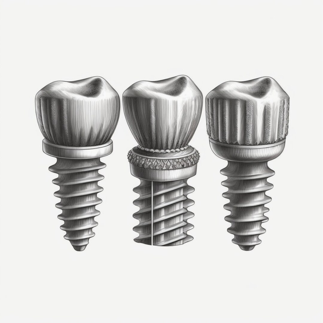 Three Dental Implant Series: Realistic Dental Implant Sketches in ...