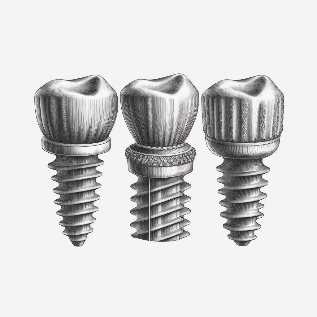 Three Dental Implant Series: Realistic Dental Implant Sketches in ...
