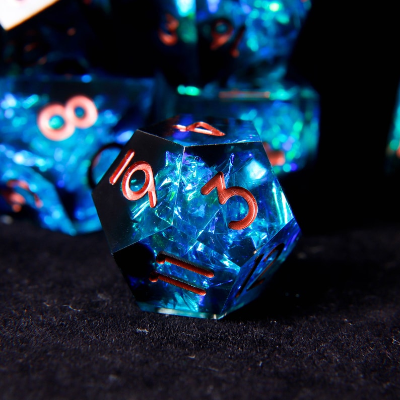 Blue Lightning DND D20 D6 Dice Blue Black Sharp Edge D&D - Etsy