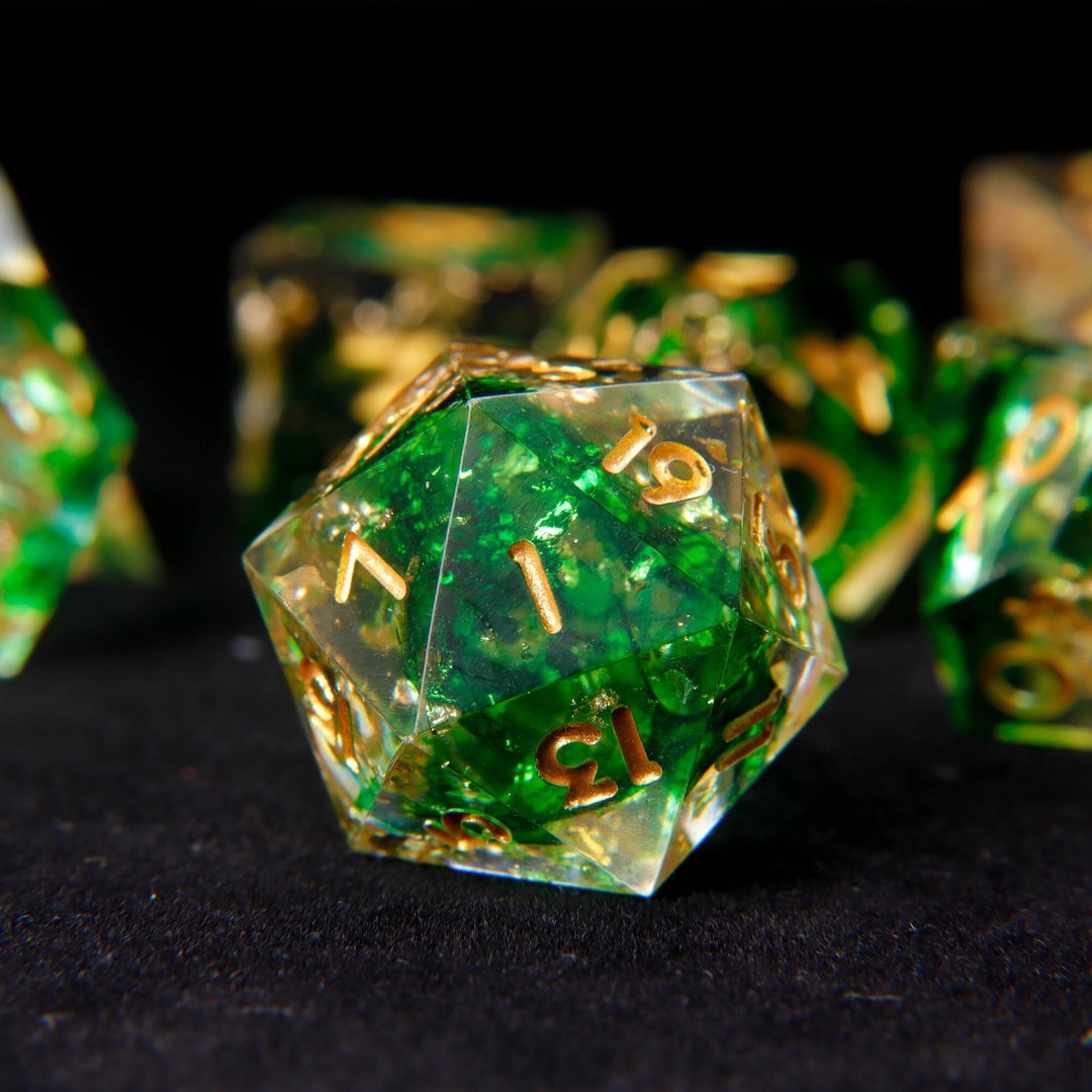 Green DND Dice Set, Green Transparent Sharp Edge D&D Dice Full Set ...