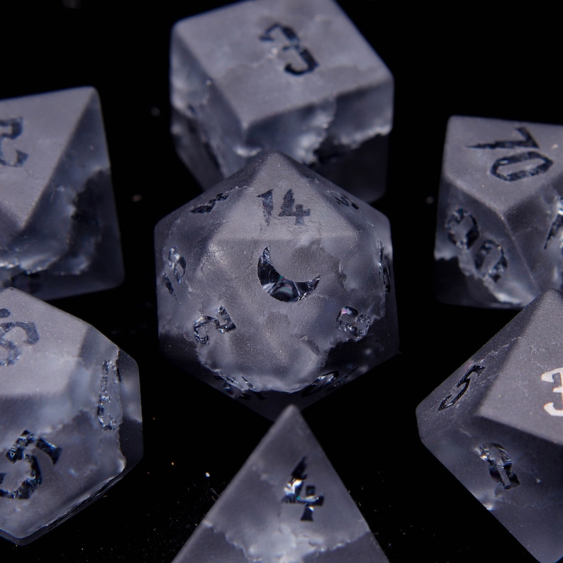 Black Sparkle DND Dice Set Matt Black Glass Sharp Edge D&D - Etsy