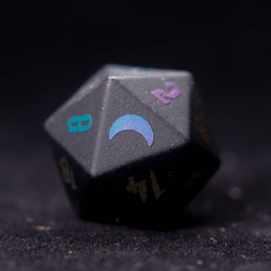 Black Obsidian DND Dice Set for Birthday Gift, Black Matt Sharp Edge D ...