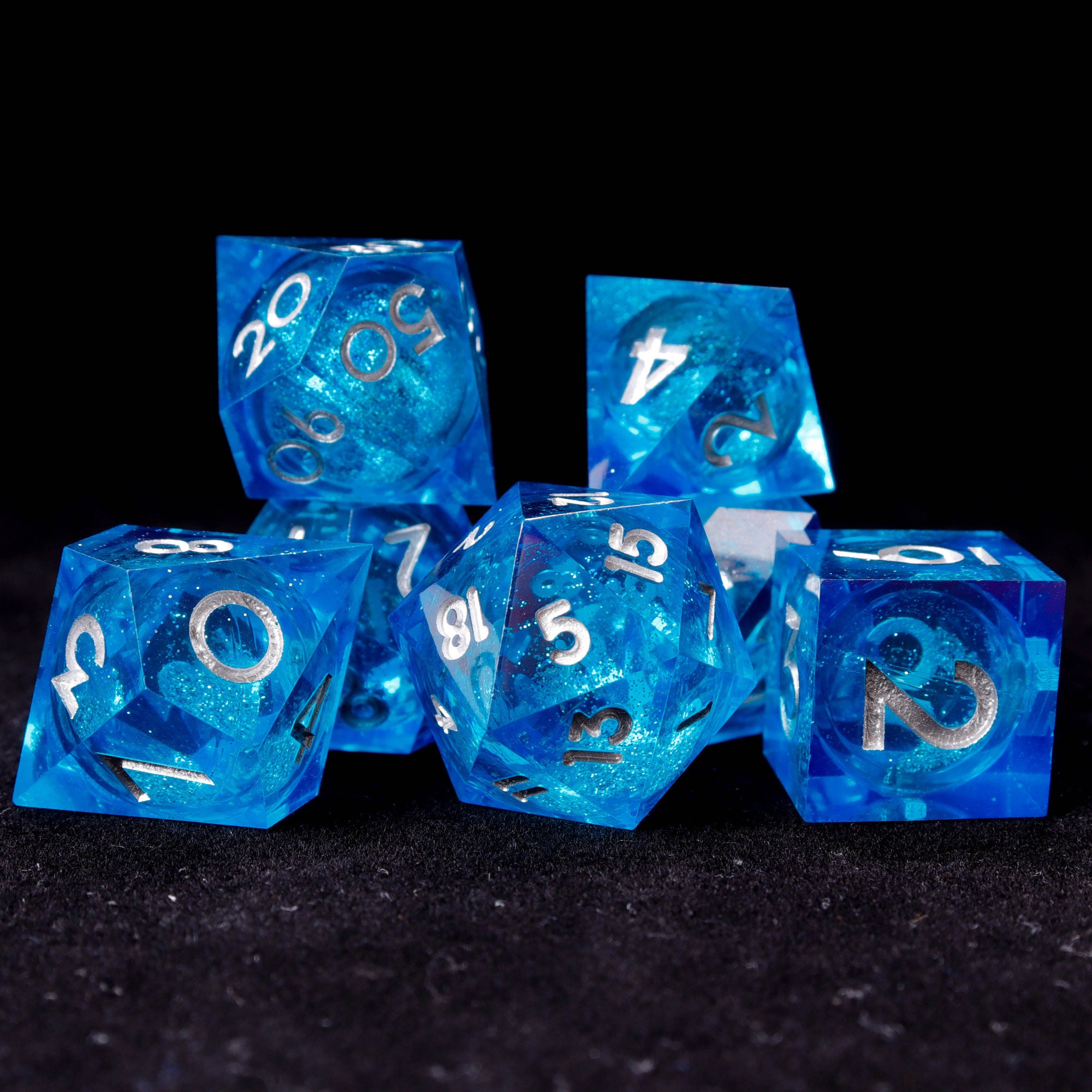 Liquid Core Dice Blue DND Dice Set Sharp Edge D&D Dice Full - Etsy