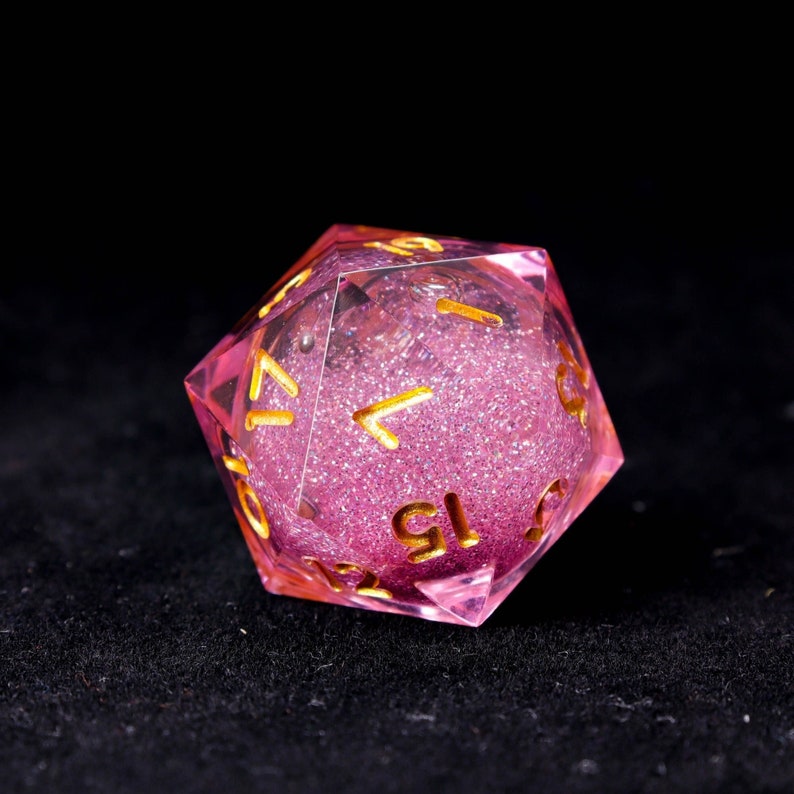 Liquid Core Dice Pink DND Dice Set Sharp Edge D&D Dice Full - Etsy