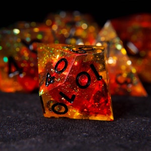 Orange DND Dice Set, Orange Red Sharp Edge D&D Dice Full Set, Dungeons ...