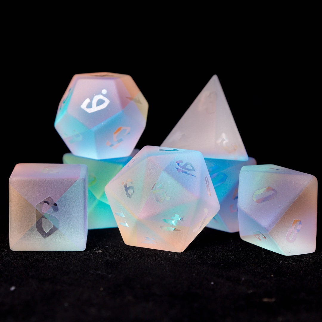 Stained Glass DND Dice Set for Birthday Gift, Rianbow Sharp Edge D&D ...