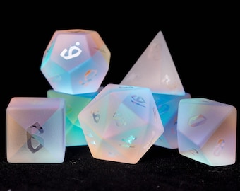 Stained DND Dice Set, Rainbow Glass Sharp Edge D&D Dice Set, Dungeons ...