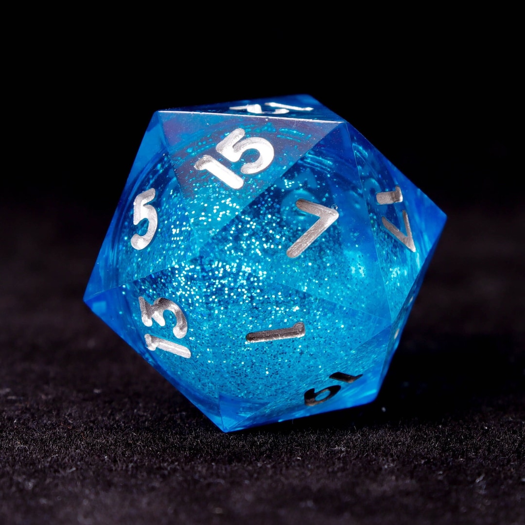 Liquid Core Dice, Blue DND Dice Set, Sharp Edge D&D Dice Full Set ...