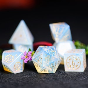 Carved Opal DND Dice Set - Hand Carved Gems for Dungeons & Dragons, RPG ...