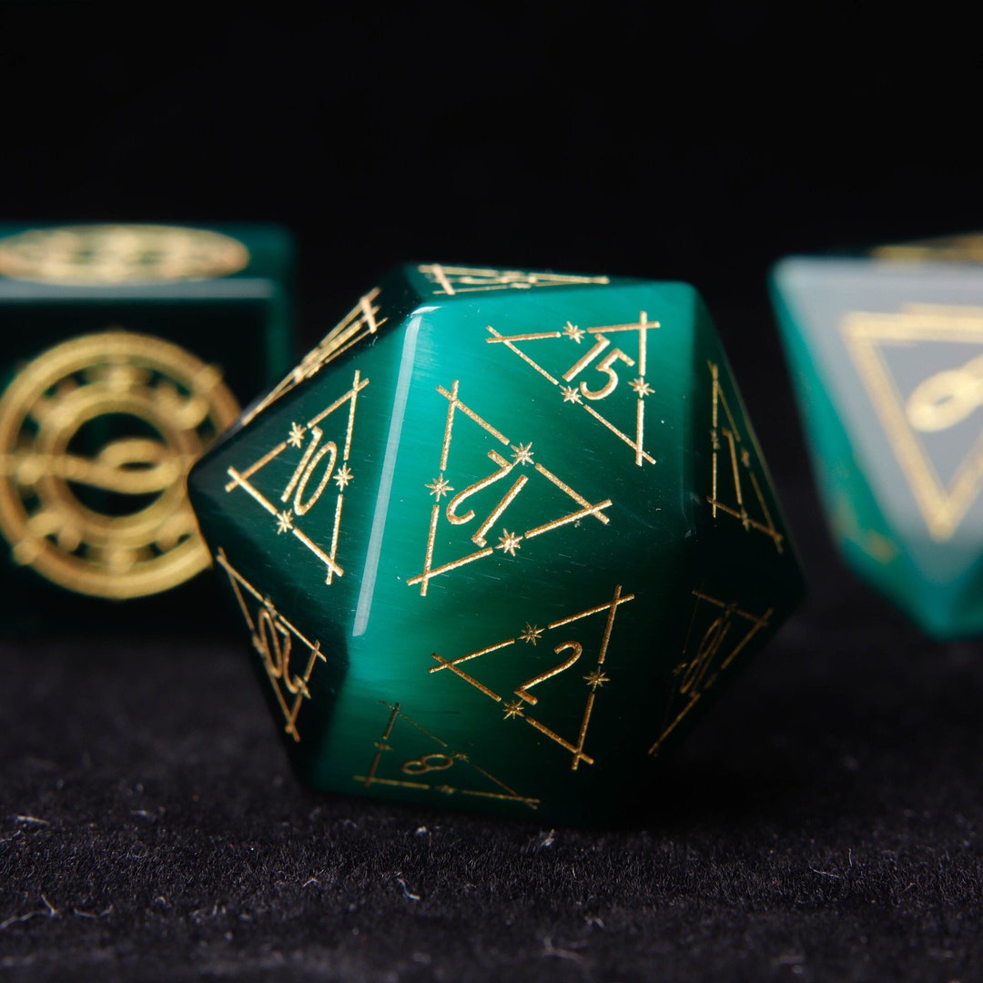 Dark Green DND Dice Set for Birthday Gift, Cat's Eye Sharp Edge D&D ...