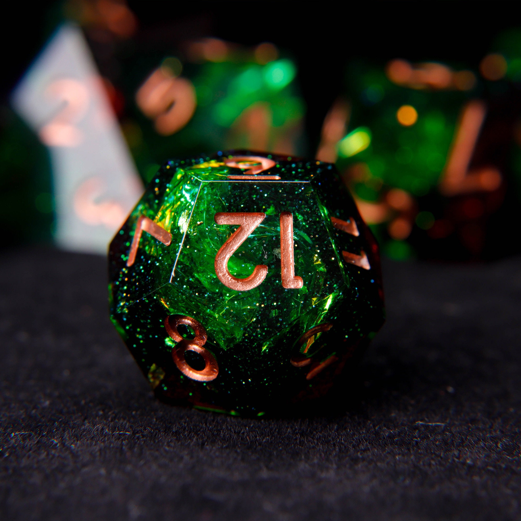 Green DND Dice Set Green Star Sharp Edge D&D Dice Full Set - Etsy