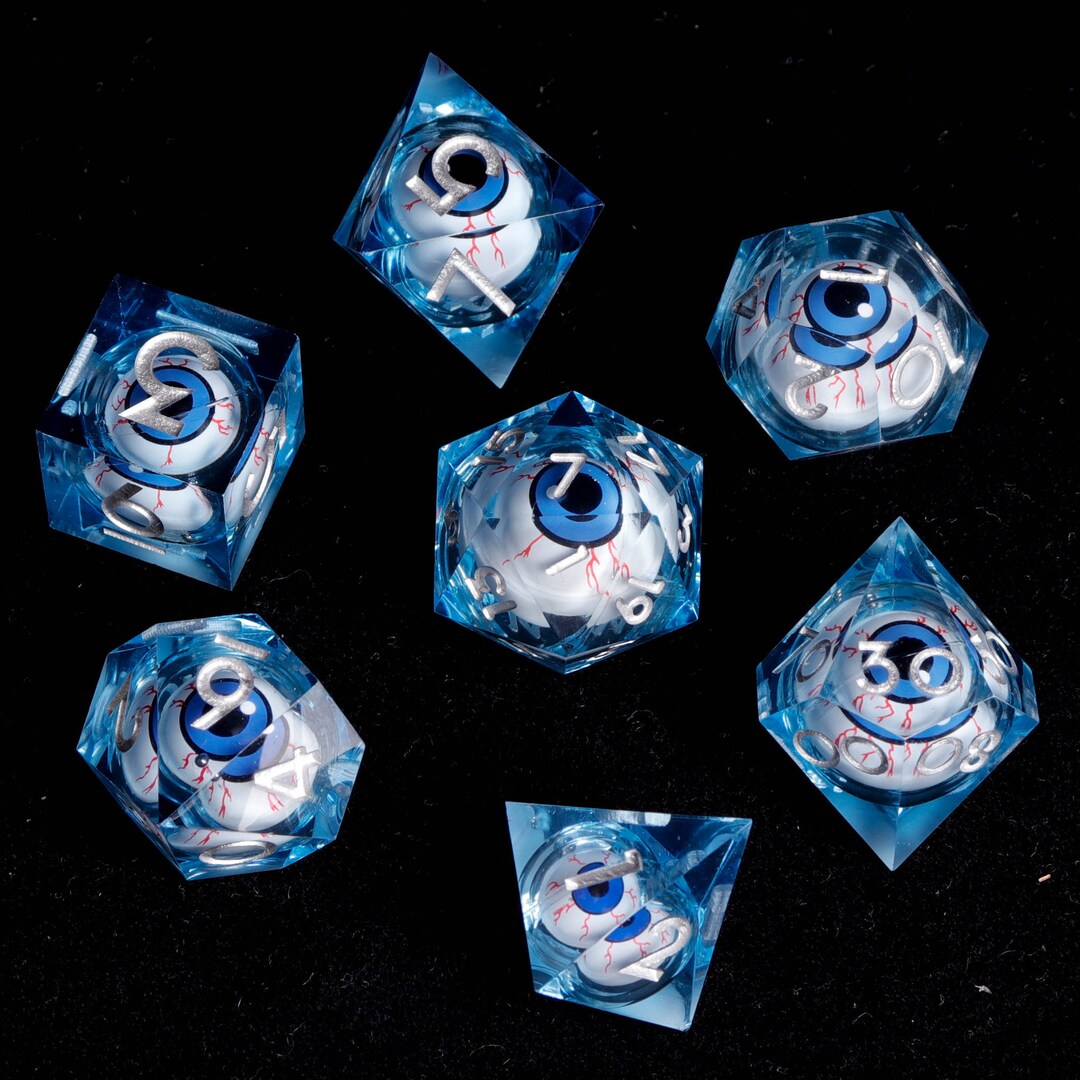 Moving Eyes DND Dice Set, Liquid Core Dice Set Sharp Edge D&D Dice Set ...