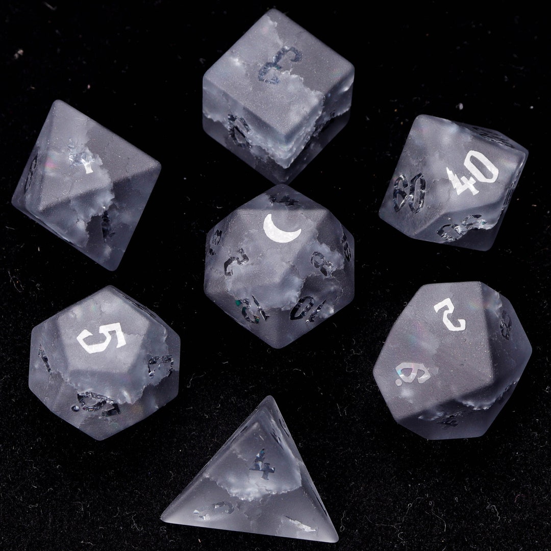 Black Sparkle DND Dice Set, Matt Black Glass Sharp Edge D&D Dice Set ...