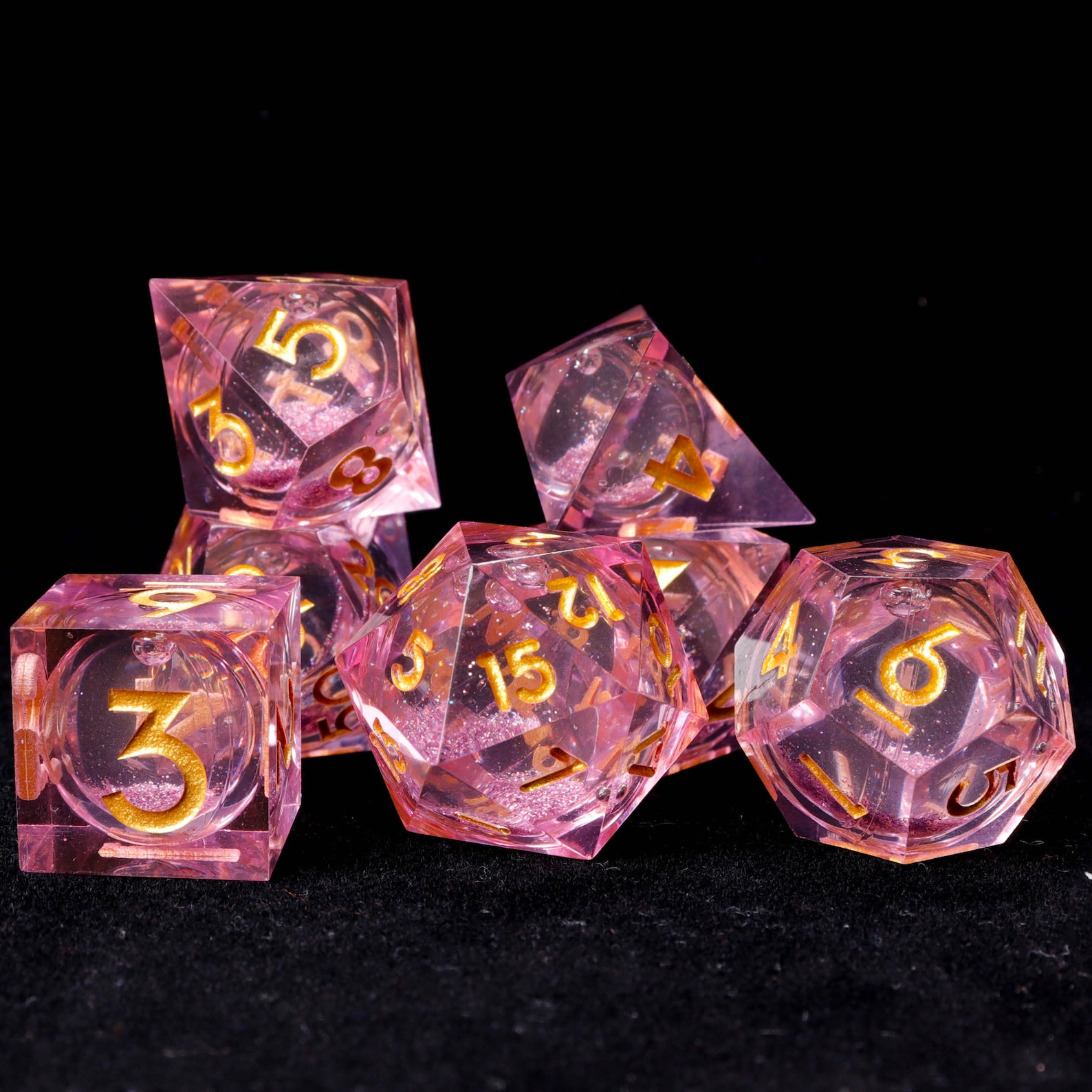 Liquid Core Dice Pink DND Dice Set Sharp Edge D&D Dice Full - Etsy