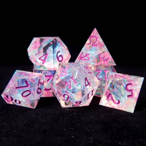 Light Purple DND Dice Set, Pink Resin Sharp Edge D&D Dice Set, Dungeons ...