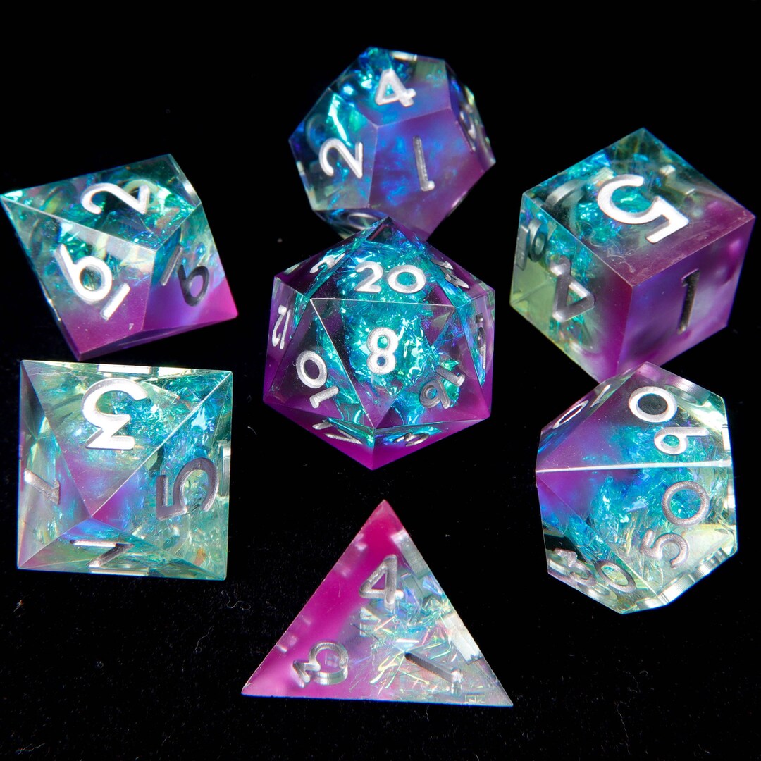 Purple DND Dice Set, Purple Resin Sharp Edge D&D Dice Set, Dungeons and ...