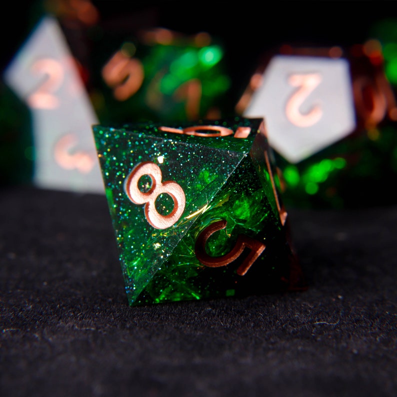 Green DND Dice Set Green Star Sharp Edge D&D Dice Full Set - Etsy