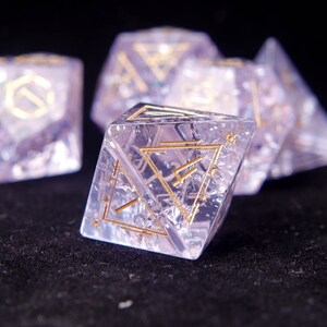 Light Purple DND Dice Set for Birthday Gift, Glass Sharp Edge D&D Dice ...