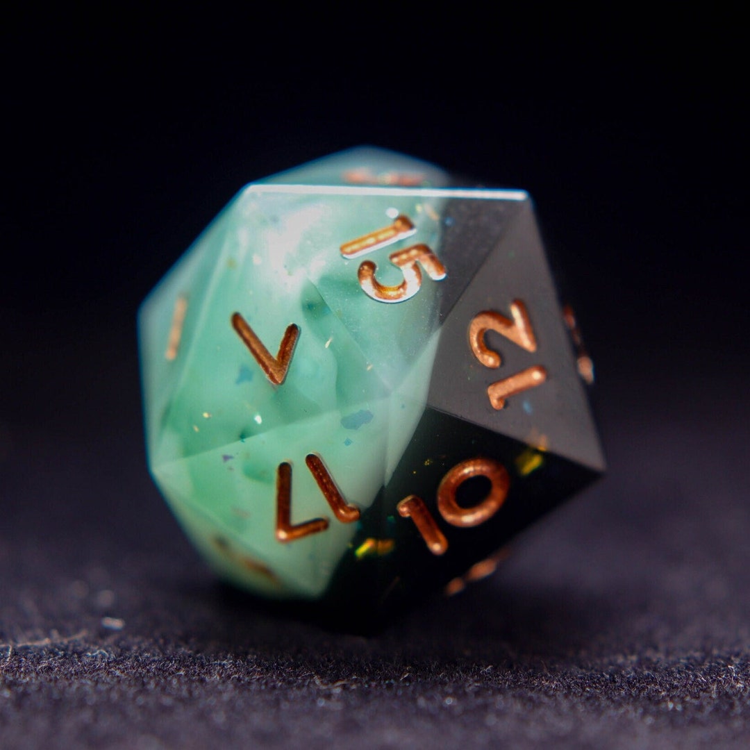 Green Black DND Dice Set, Green Jade Resin Sharp Edge D&D Dice Set for ...